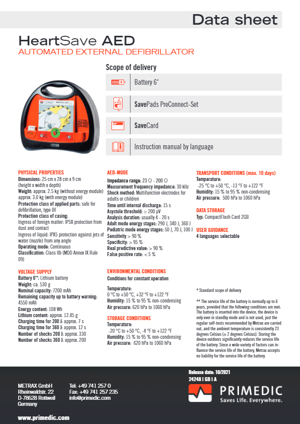 Hoja de Datos | HeartSave AED | Meyko
