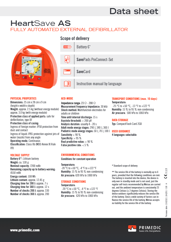 Hoja de Datos | HeartSave AS | Meyko